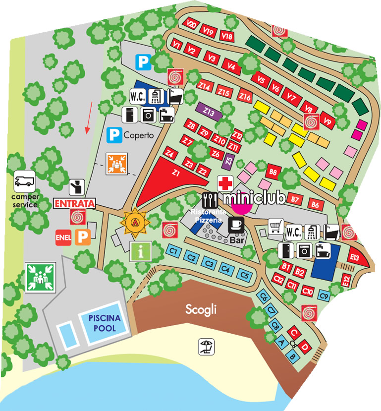 Mappa del Camping Stella Mare: Zona 1